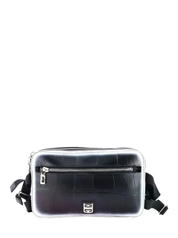 Givenchy Bum Bag Crocodile Embossed Leather Belt Bag - Black