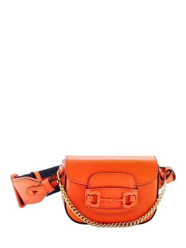 Gucci Horsebit 1955 Flap Wallet With Strap - Orange