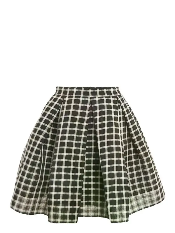 Maje Pleated Checked A-line Skirt - Black