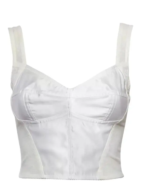 Dolce & Gabbana Satin-mesh Bustier Top - White
