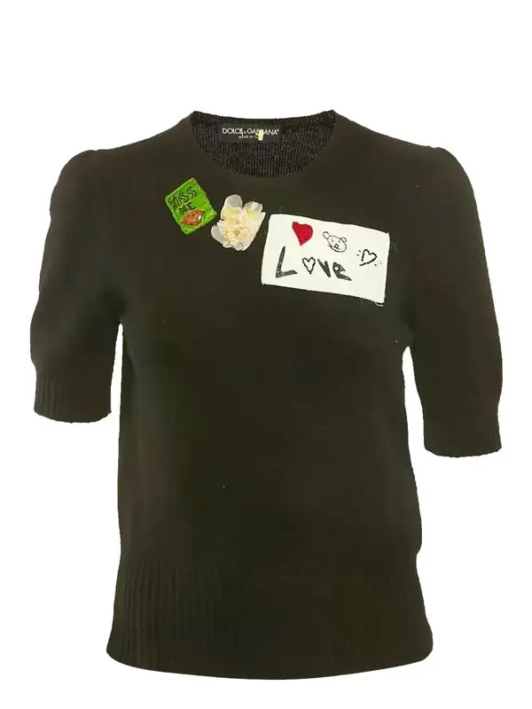 Dolce & Gabbana Appliqué Short-sleeve Sweater - Black