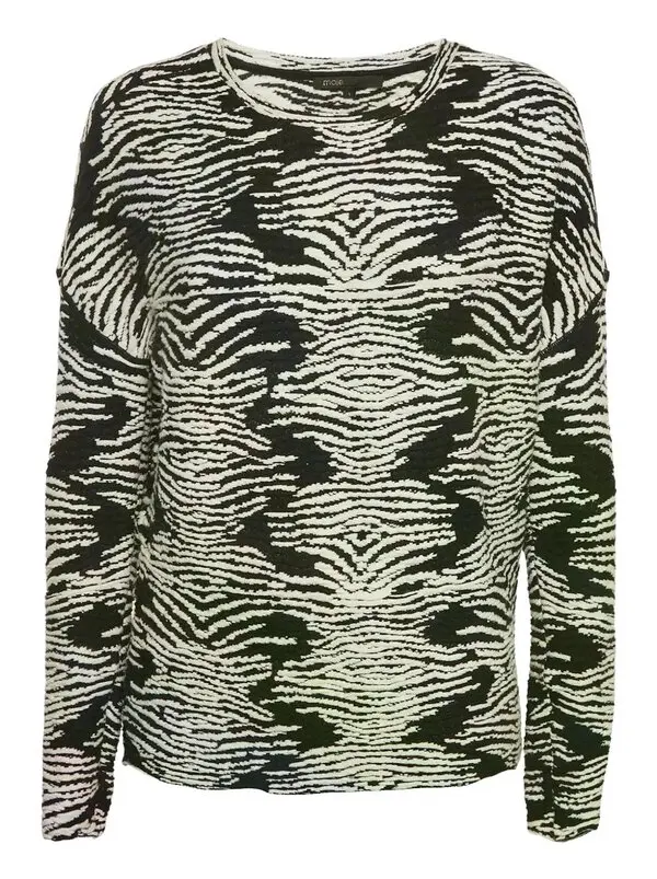 Maje Zebra-print Knit Top - Black