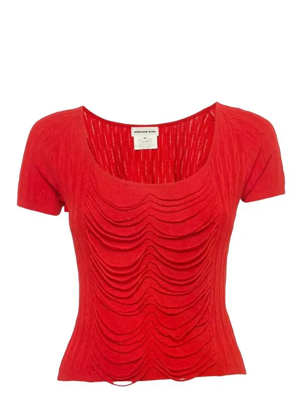 Thierry Mugler Ribbed Knit Top - Red