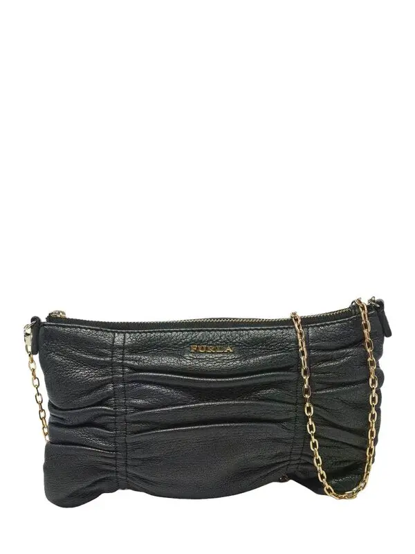 Furla Ruched Chain Crossbody Bag - Black