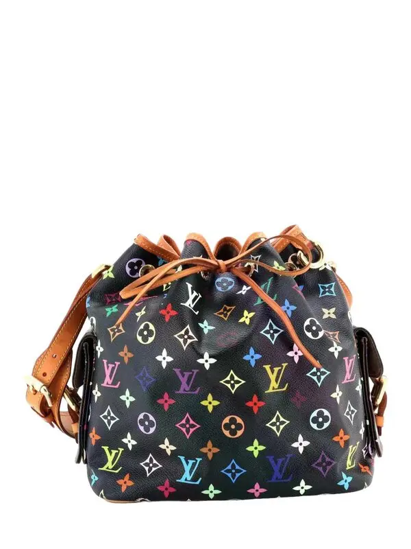 LOUIS VUITTON Petit Noe Handbag Monogram Multicolor Bucket Bag - Black