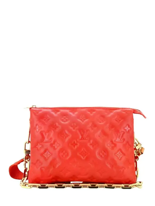 LOUIS VUITTON Coussin Pm Embossed Lambskin Crossbody Bag - Red
