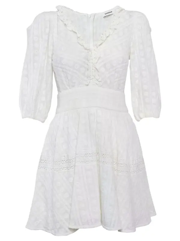 Sandro Cotton Dress With Embroidery - White