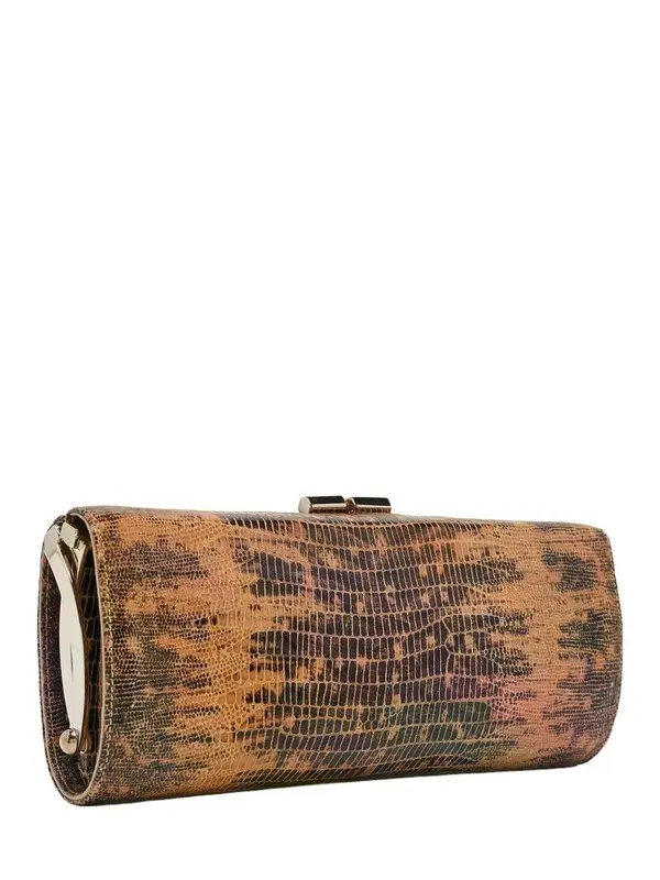 JIMMY CHOO Snakeskin-pattern Clutch Bag - Brown
