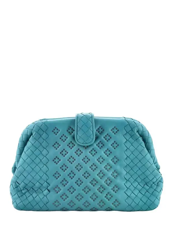 Bottega Veneta Lauren 1980 Studded Leather Clutch - Blue