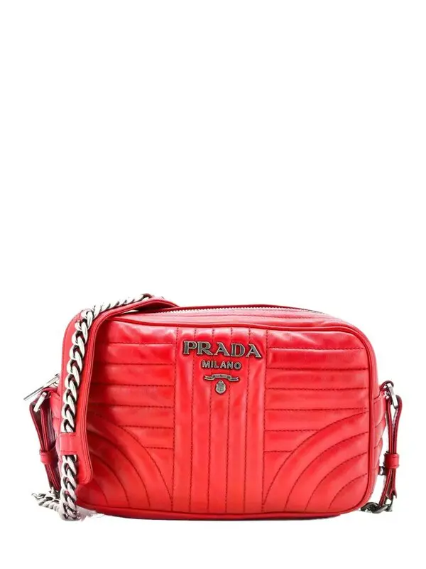 Prada Diagramme Quilted Leather Camera Bag - Red