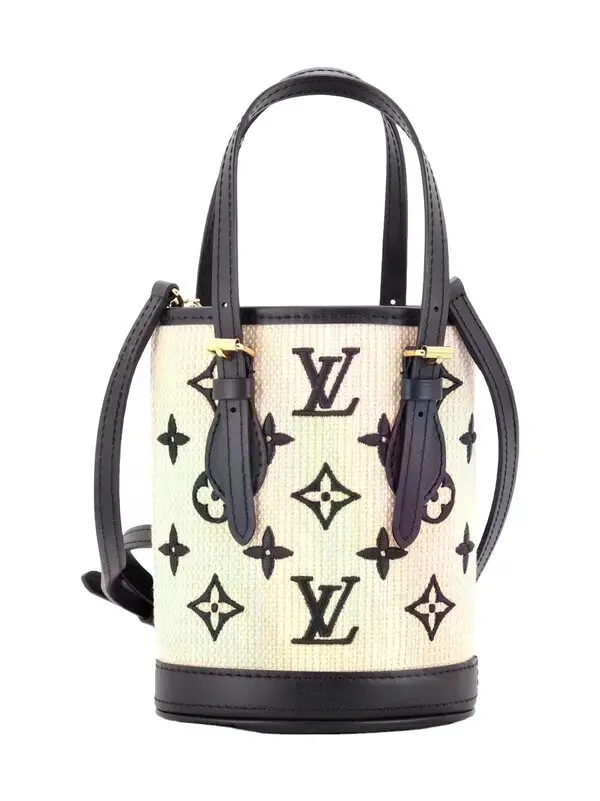 LOUIS VUITTON By The Pool Monogram Raffia Nano Bucket Bag - Black