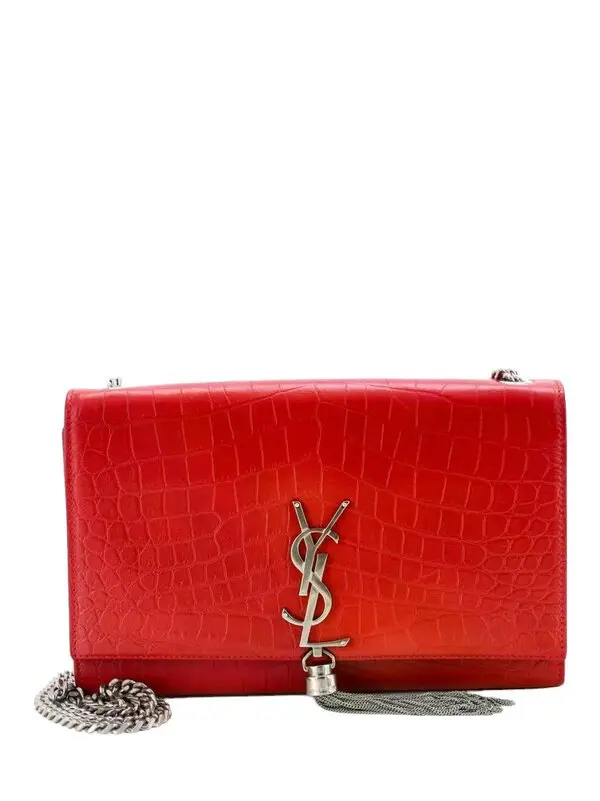 Saint Laurent Classic Monogram Tassel Crossbody Bag - Red