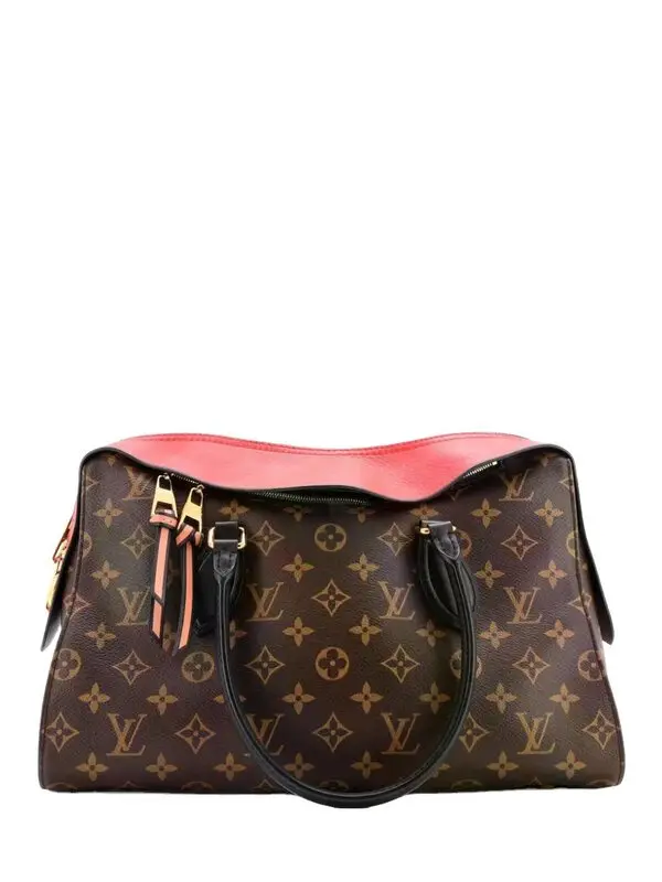 LOUIS VUITTON Tuileries Handbag Monogram Canvas With Leather Satchel - Brown