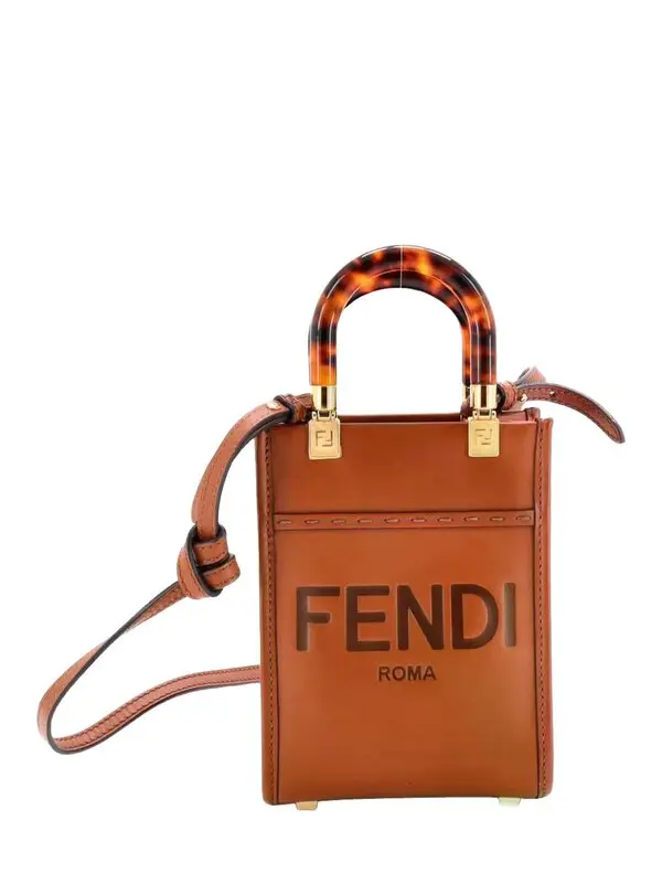 Fendi Sunshine Shopper Mini Crossbody Bag - Brown