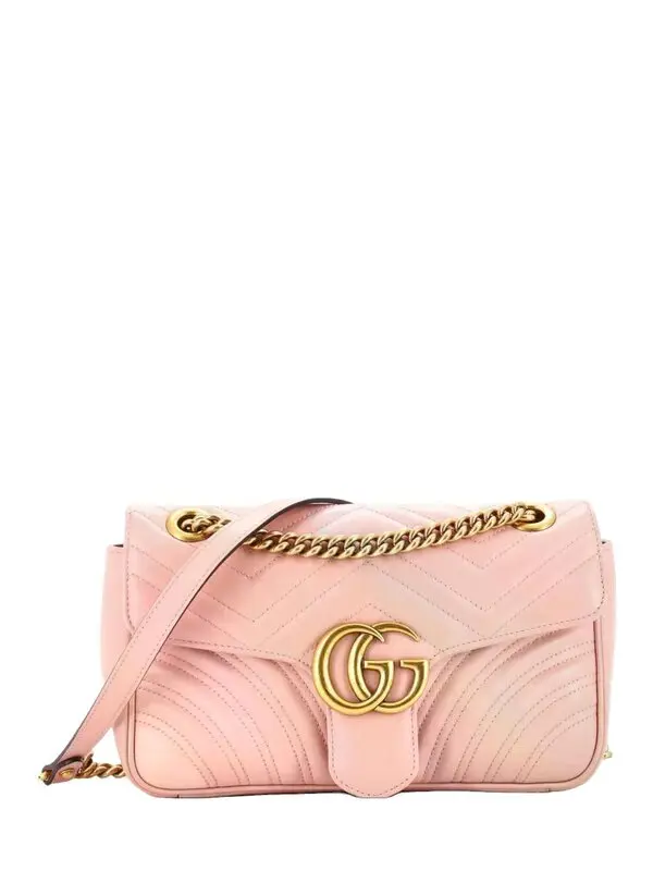 Gucci Gg Marmont Flap Bag Matelassé Leather Small - Pink
