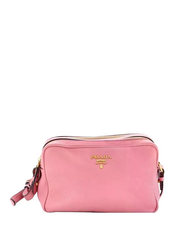 Prada Double Zip Camera Crossbody Bag Vitello Daino - Pink