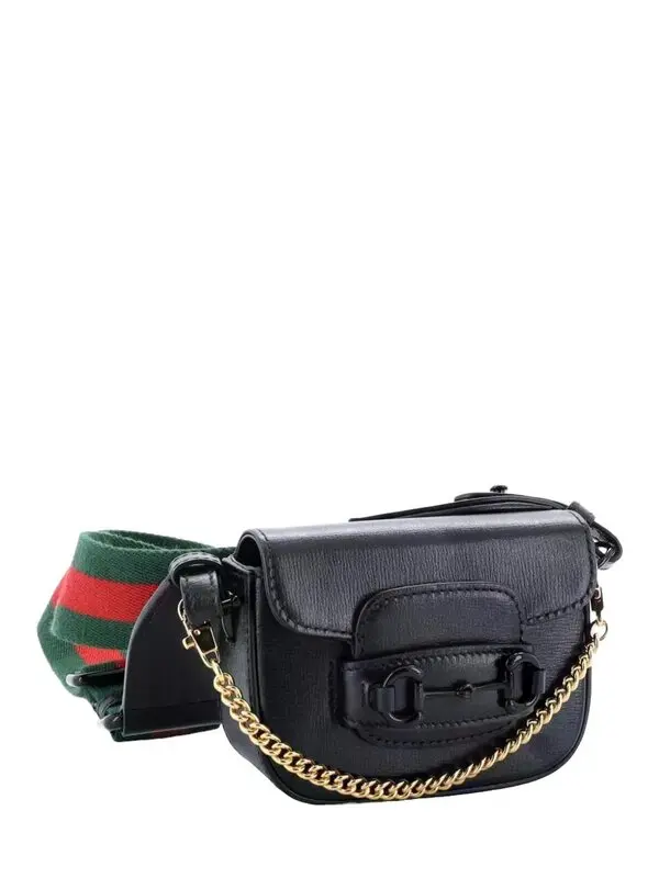 Gucci Horsebit 1955 Flap Wallet With Strap - Black
