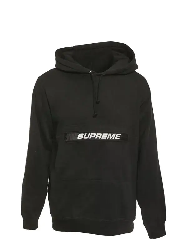 Supreme Logo Cotton Hoodie - Black
