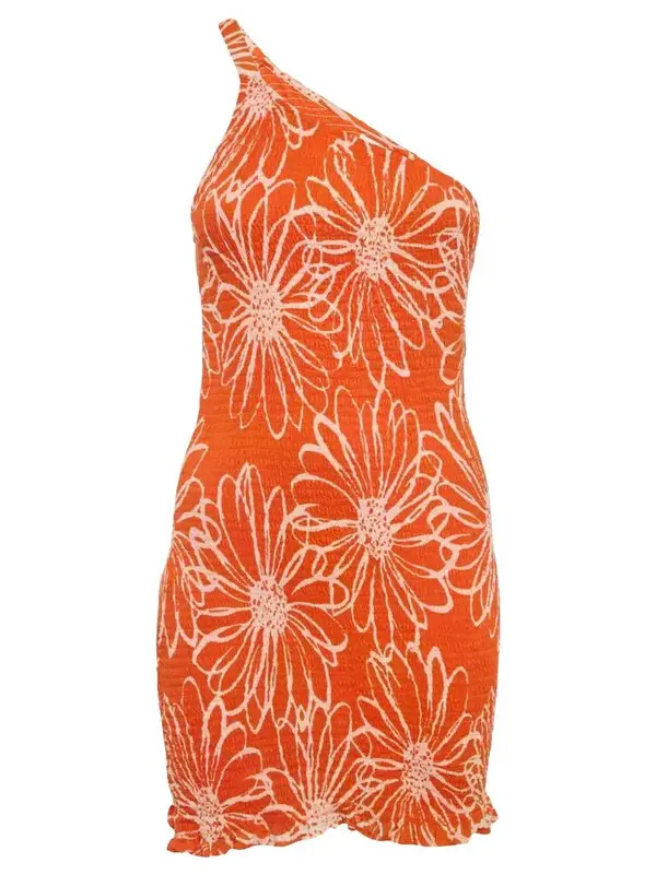 Faithfull The Brand Floral-print Smocked Mini Dress - Orange