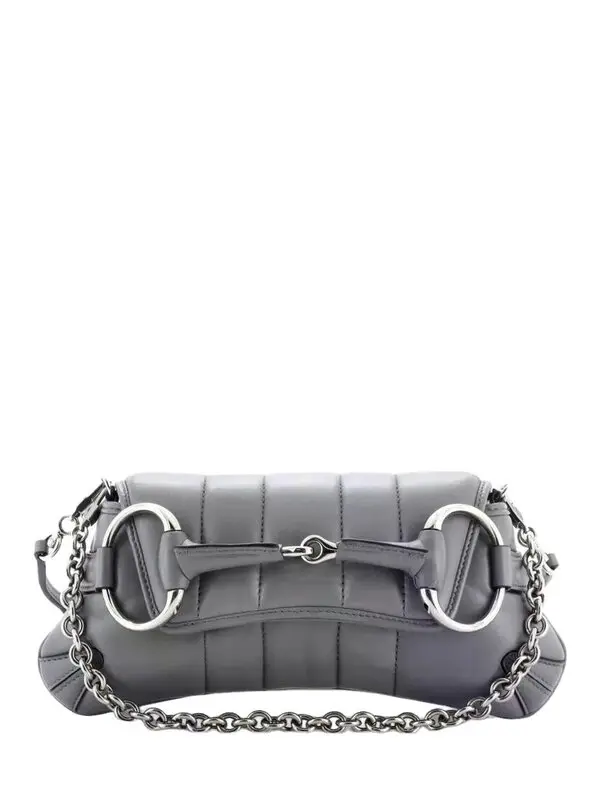Gucci Horsebit Chain Quilted Leather Shoulder Bag - Grey