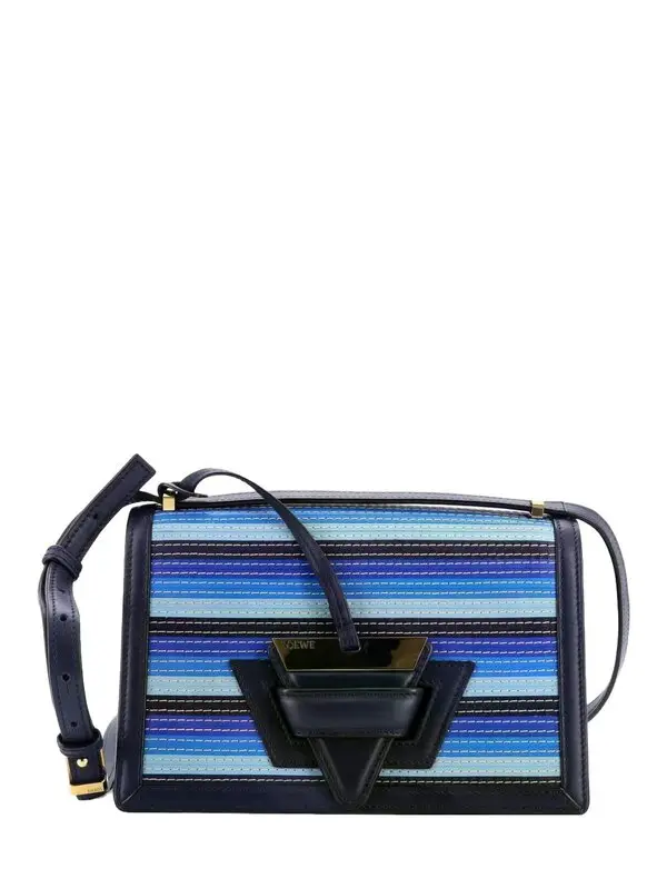 Loewe Barcelona Stitched Leather Shoulder Bag - Blue
