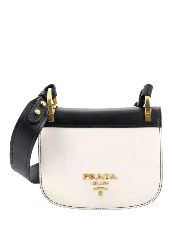 Prada Pionniere Saddle City Calfskin Small Crossbody Bag - White