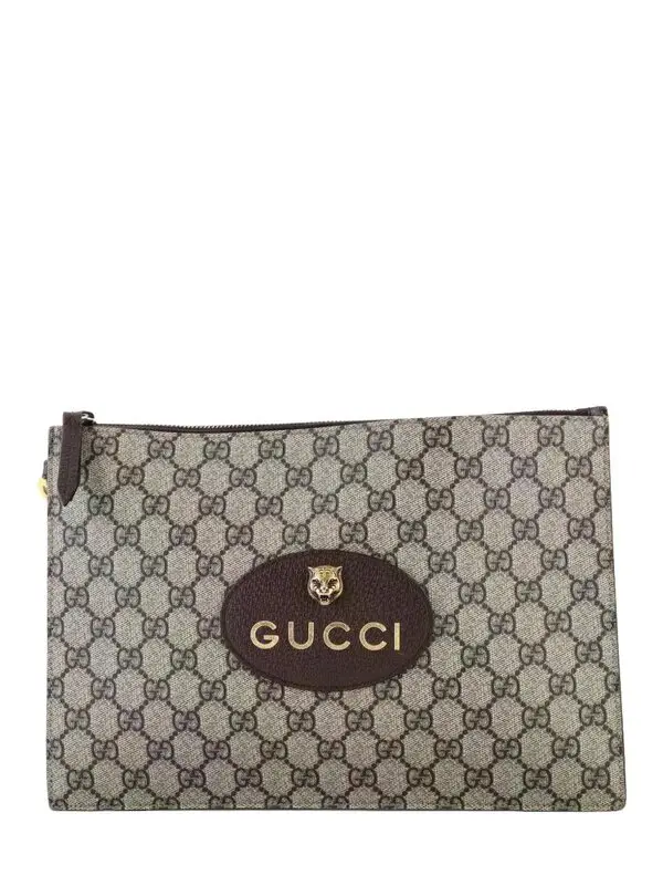 Gucci Neo Vintage Gg Coated Canvas Wristlet Pouch - Brown
