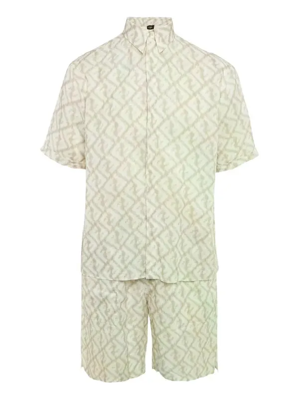 Fendi Geometric-print Linen Set - Neutrals