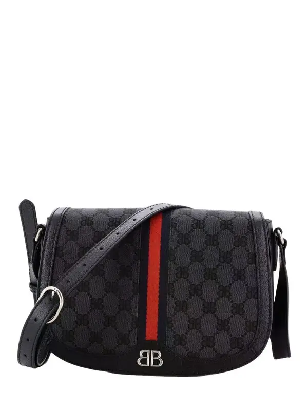 Gucci X Balenciaga The Hacker Project Bb Canvas Flap Messenger Bag - Black