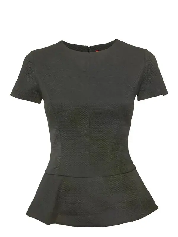 Hugo Boss Jacquard Peplum Top - Black
