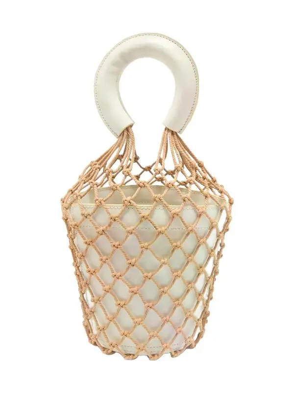 Staud Leather Net Bucket Bag - White
