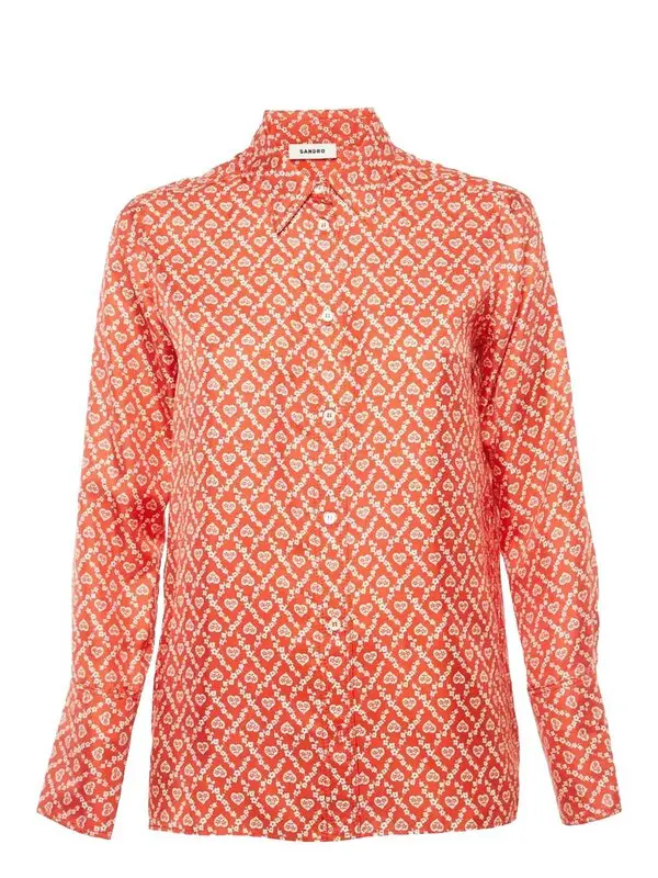Sandro Floral-print Silk Shirt - Red