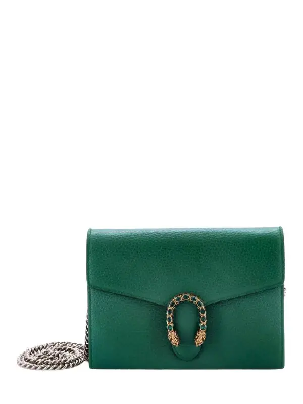Gucci Dionysus Chain Wallet Leather Embellished Crossbody - Green