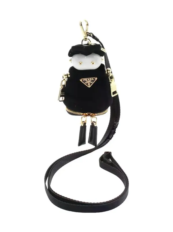 Prada 2020s Soft Robot Velvet Bag Charm - Black