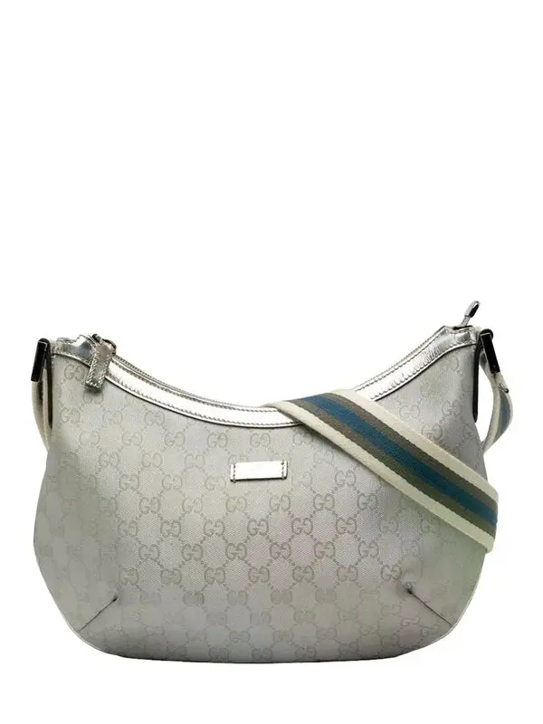Gucci Gg Imprime Web Crossbody Bag - Silver