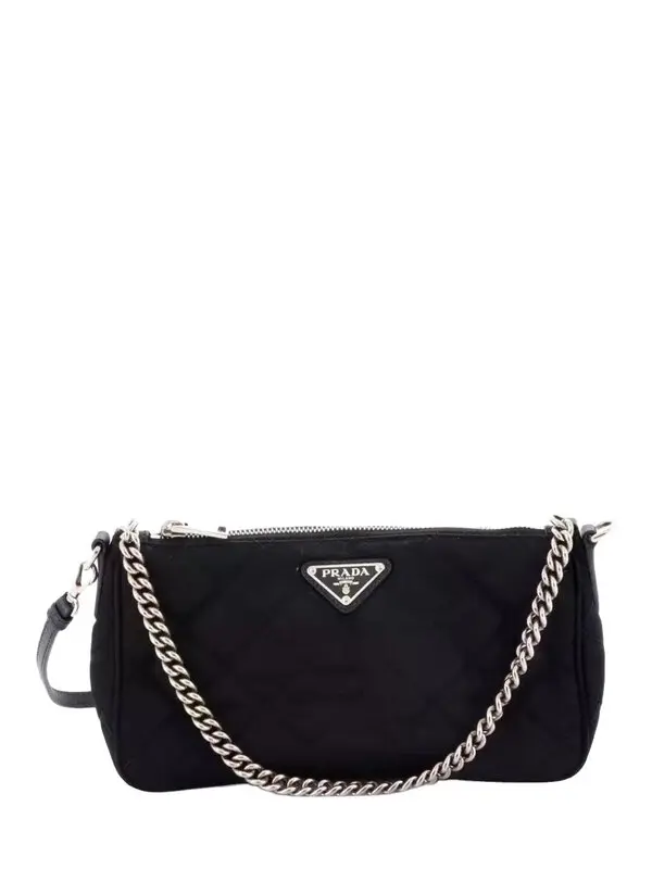 Prada Quilted Tessuto Chain Zip Small Crossbody Bag - Black
