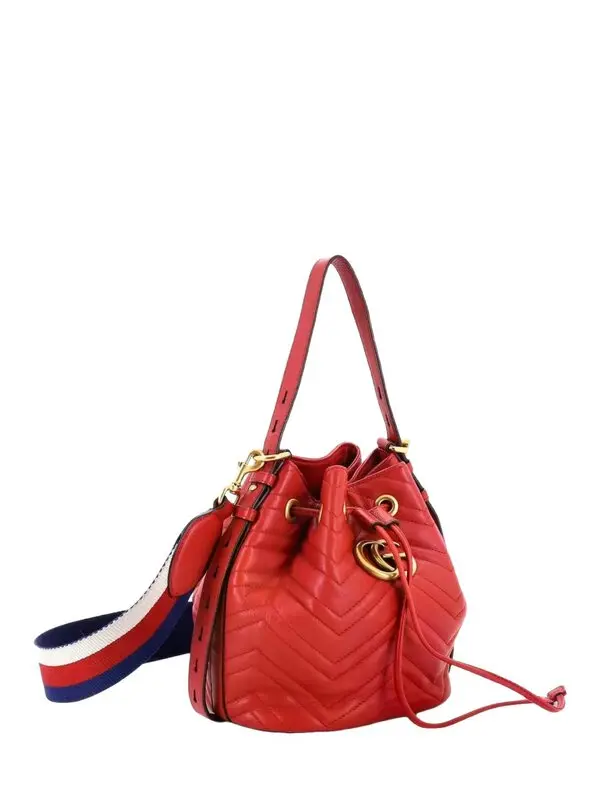 Gucci Gg Marmont Matelassé Leather Small Bucket Bag - Red