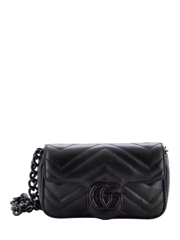 Gucci Gg Marmont Flap Matelasse Leather Belt Bag - Black