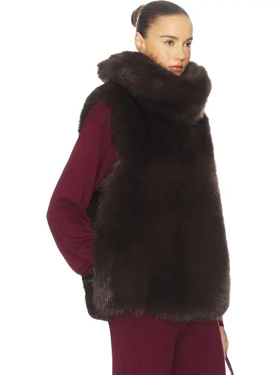 HELSA Faux Fox Gilet - Chicory