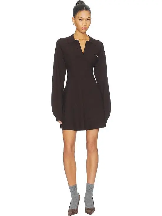 Remain Birger Christensen Slinky Knit Polo Dress - Mole