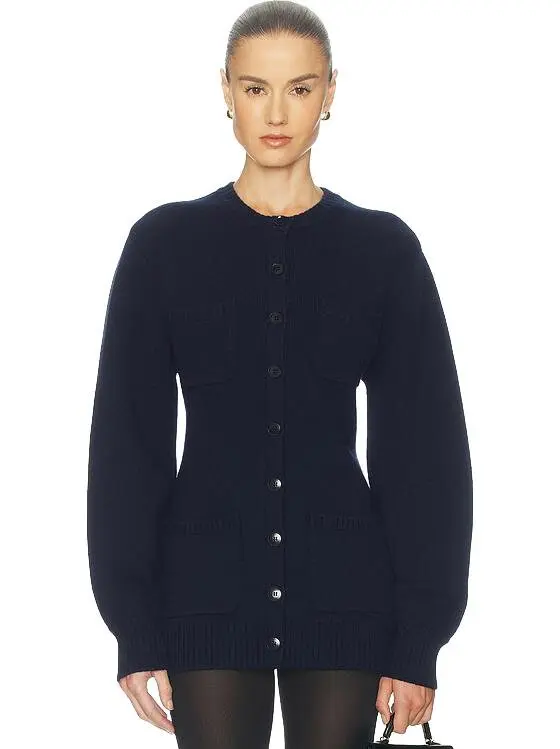 HELSA Devika Wool Cashmere Cardigan - Navy
