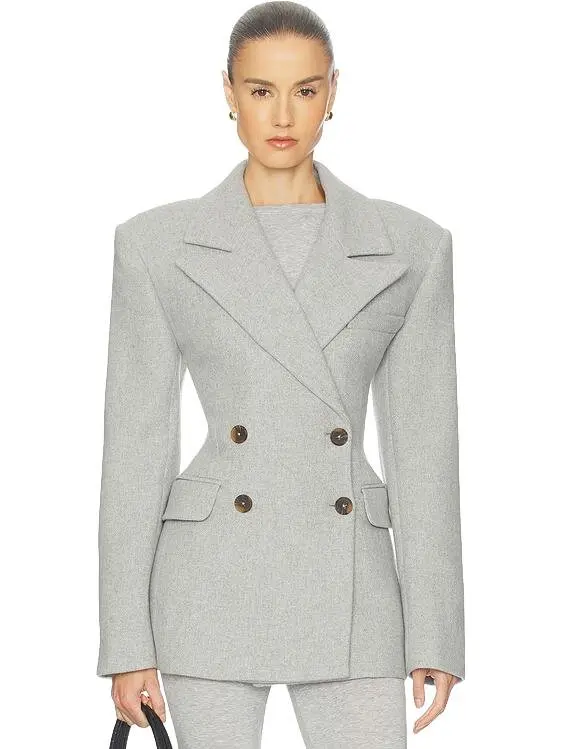 HELSA Italian Wool Blend Blazer - Light Heather Grey