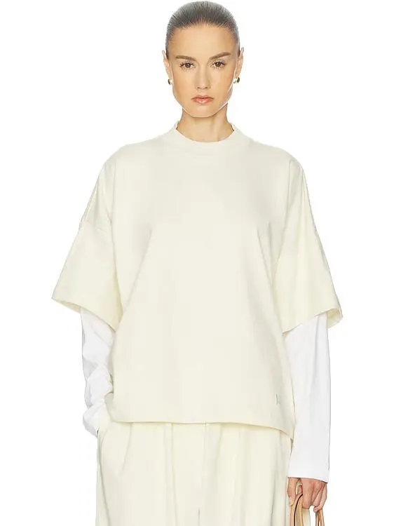 HELSA Double Sleeve Tee In Ultra Premium Jersey - Ivory