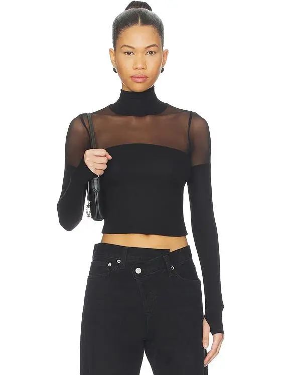 Michael Lauren Marvel Longsleeve Turtleneck Top - Black