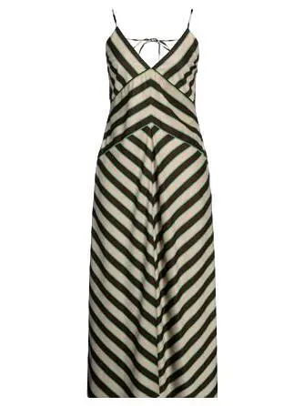 MSGM Striped Flared Midi Dress - Beige