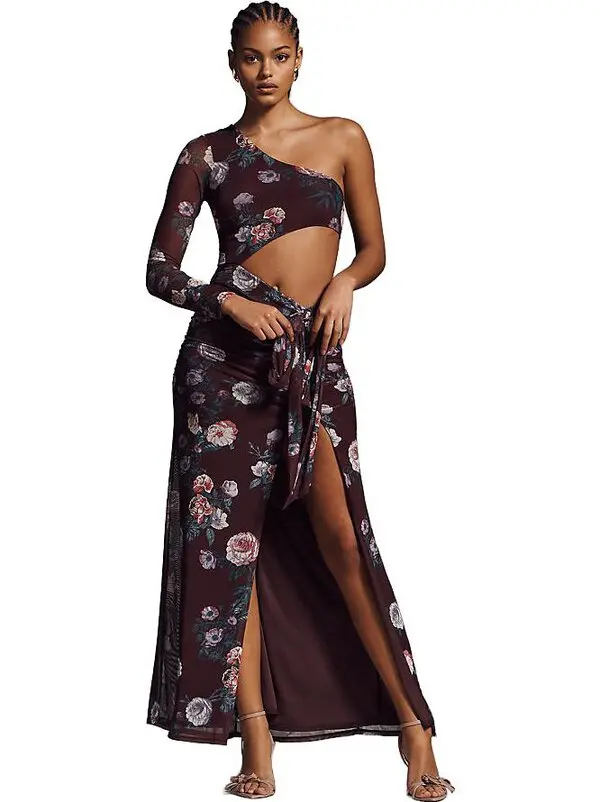 AFRM Shai One-shoulder Cutout Maxi Dress - Purple Floral