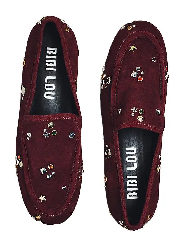 BIBI LOU Icon Studded Loafers - Wine