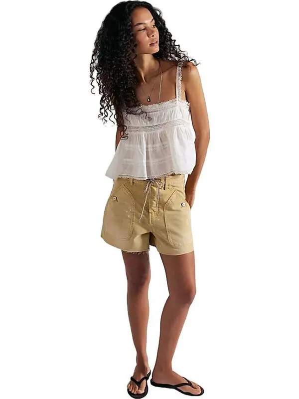 Free People We The Free Hike It Up Mid-rise Shorts - Safari