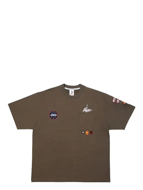 A BATHING APE X Kazuki Kuraishi Patch Military Tee Shirt - Olivedrab Green