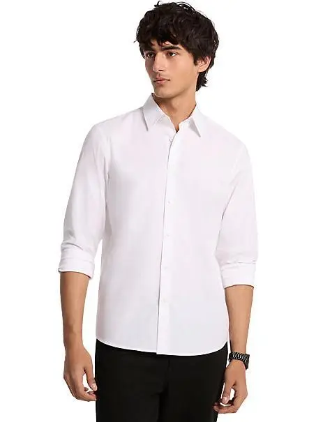 Michael Kors Classic-fit Cotton Blend Dobby Shirt - White